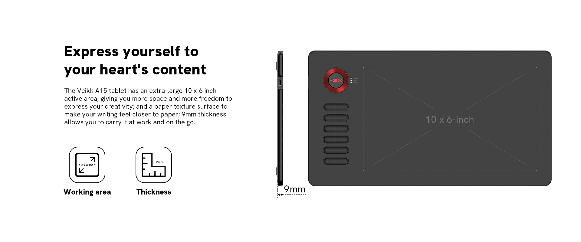 VEIKK Creator A15 Pen Tablet & Digital Pen Tablet