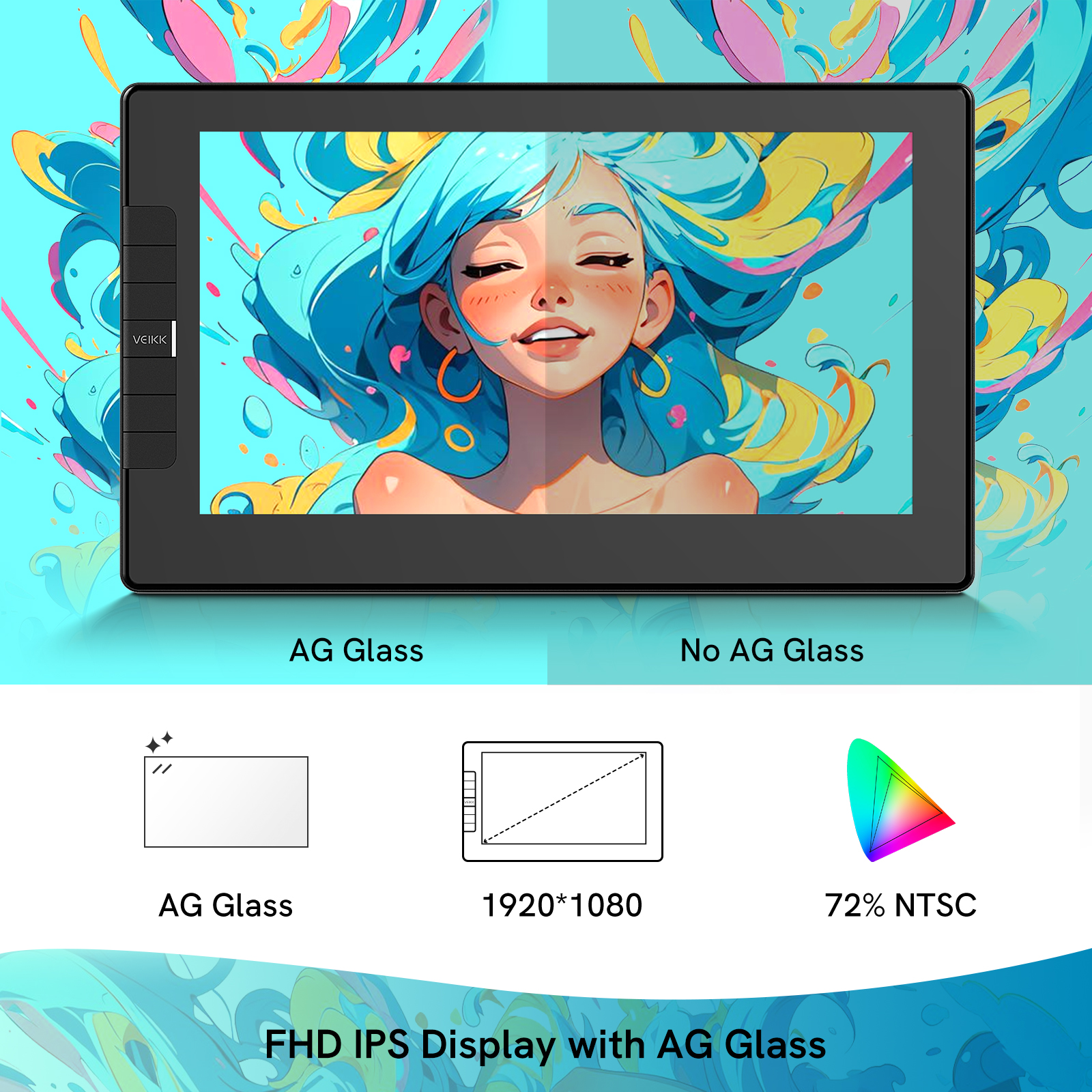 VEIKK Studio VK1200 V2 Full laminated and High resolution Display ...