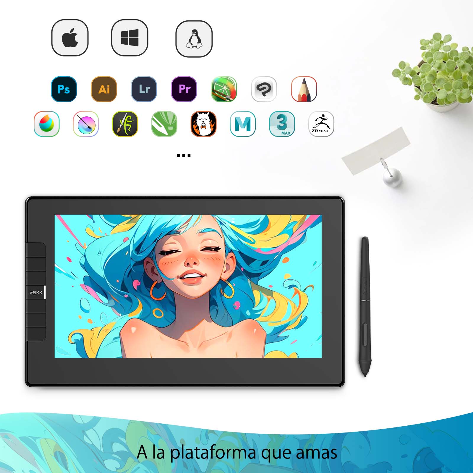 VEIKK Studio VK1200 V2 Tableta con pantalla completamente laminada y de ...