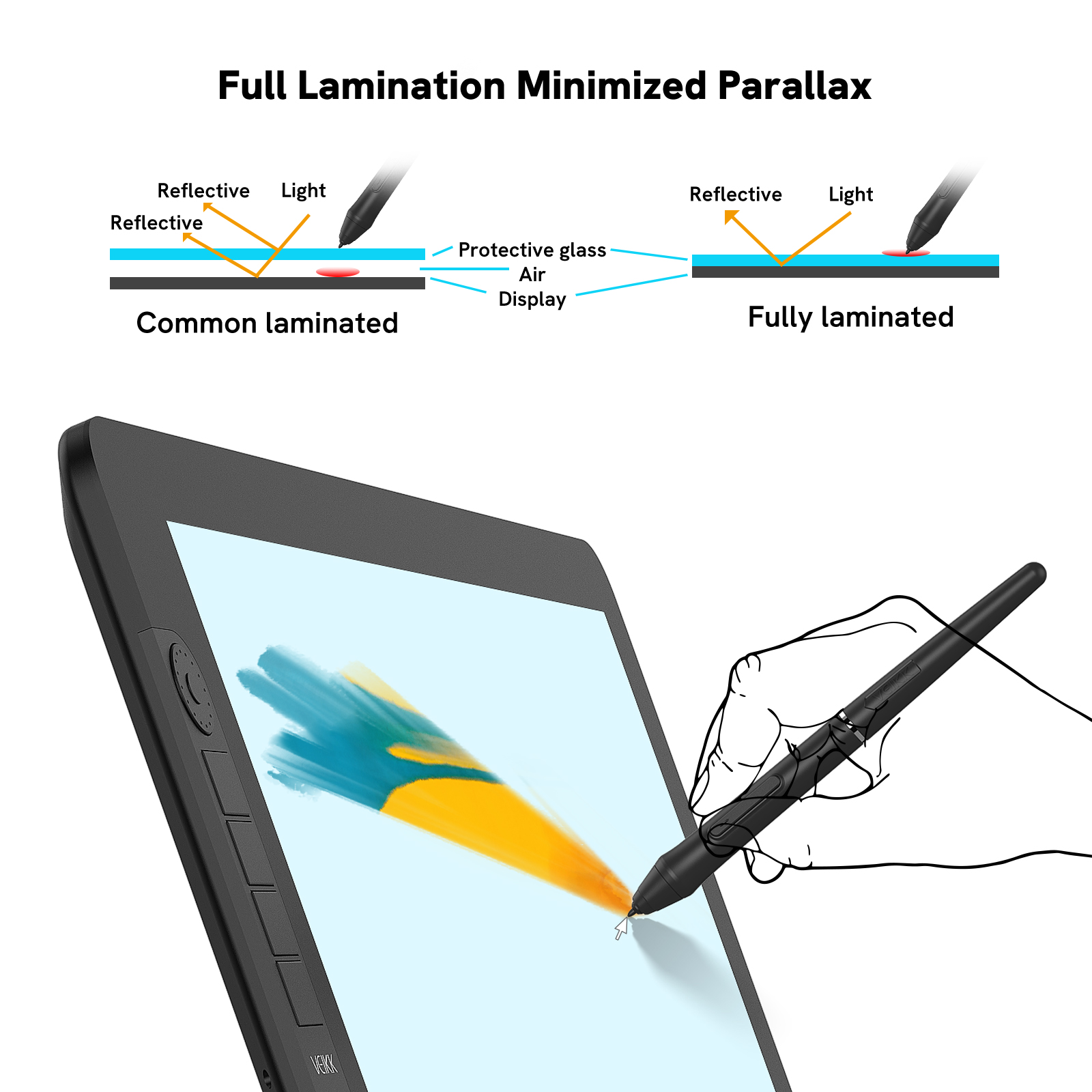 VEIKK Studio VK2200Pro Full laminated and High resolution Display Tablet