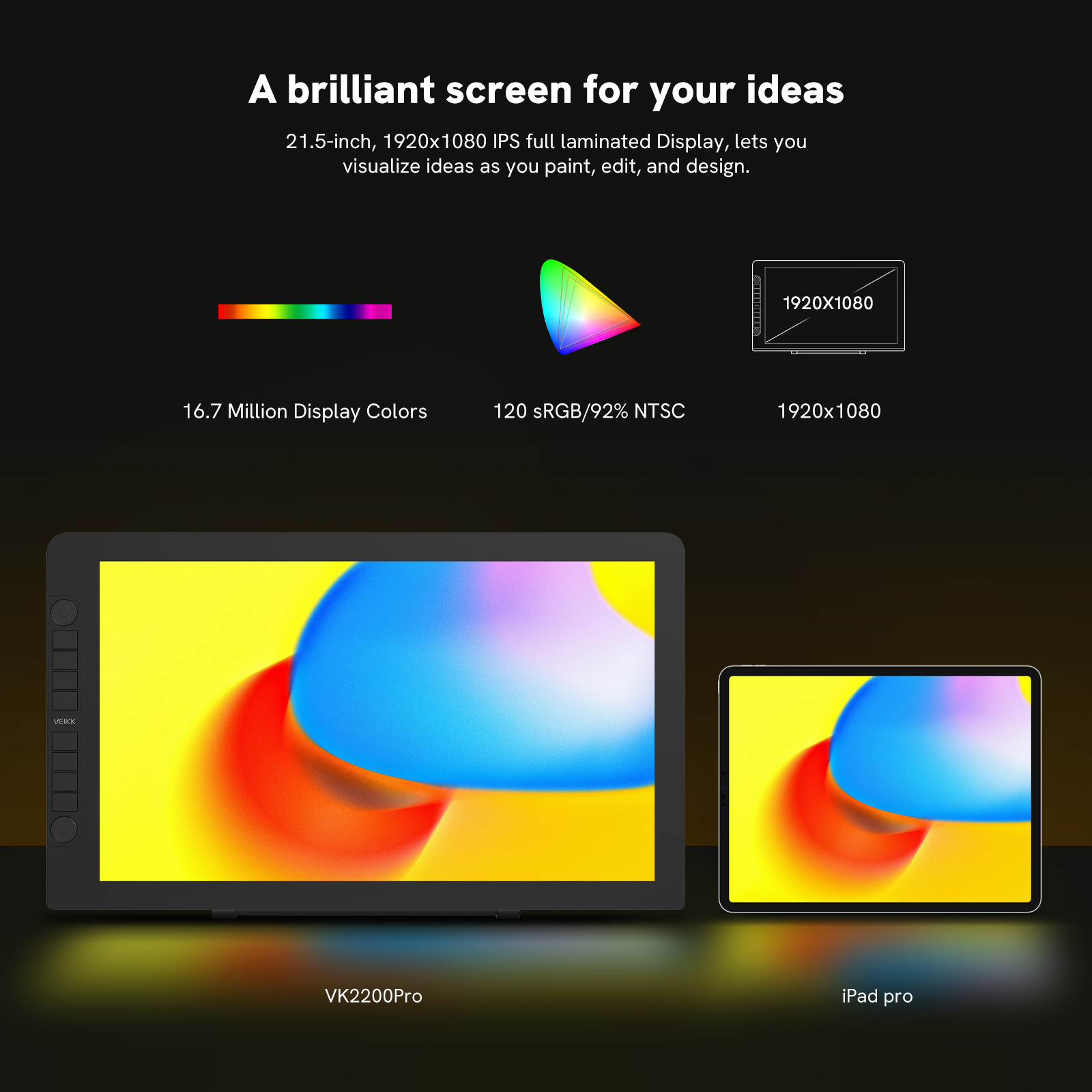 VEIKK Studio VK2200Pro Full laminated and High resolution Display Tablet